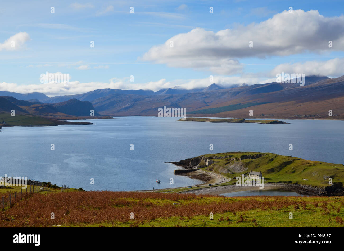 A loch in the Scottish highlands on a beautiful Summer into Autumn day ...