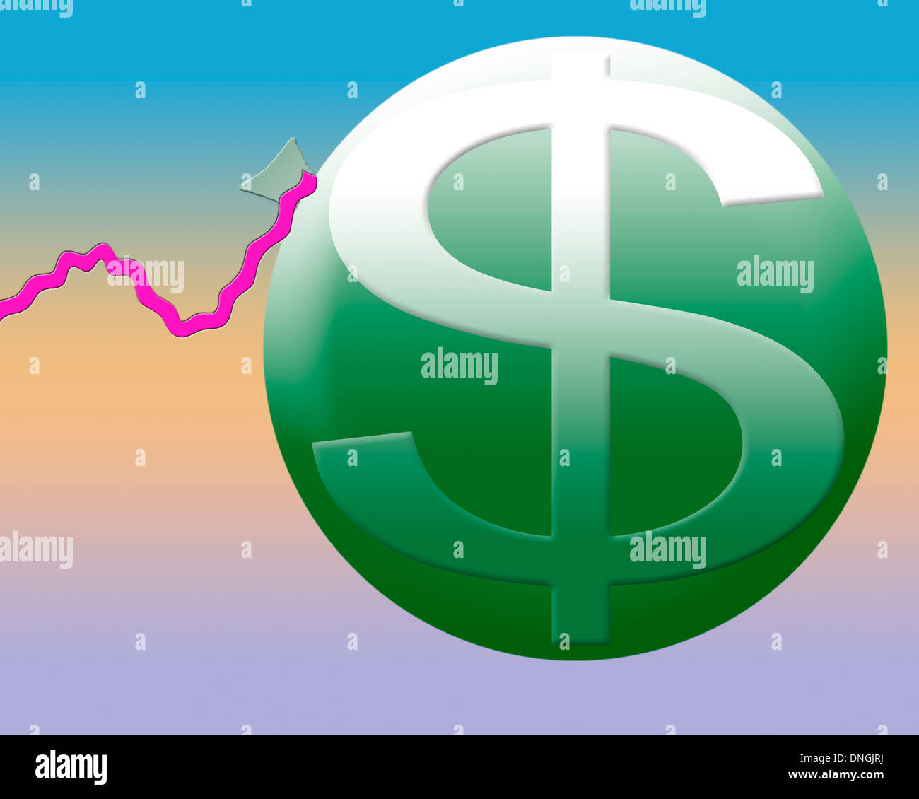 A stylized balloon illustration showing dollar inflation Stock Photo ...