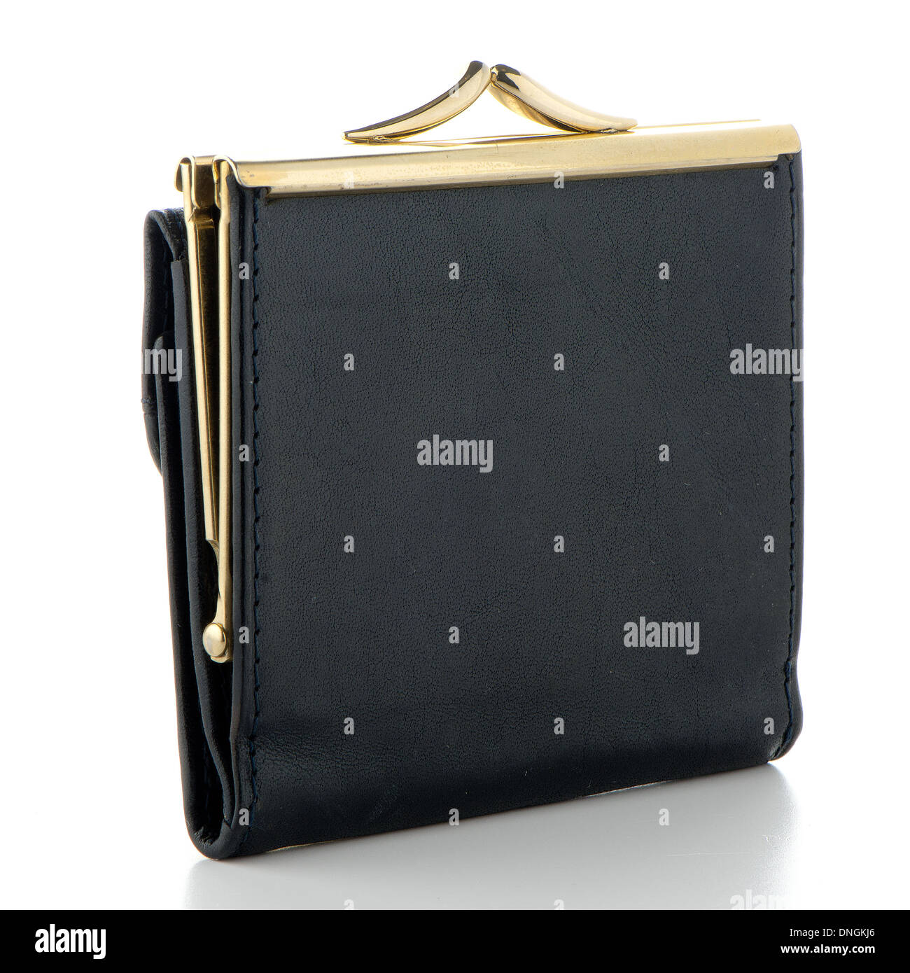 Black leather purse isolated on white background Stock Photo - Alamy