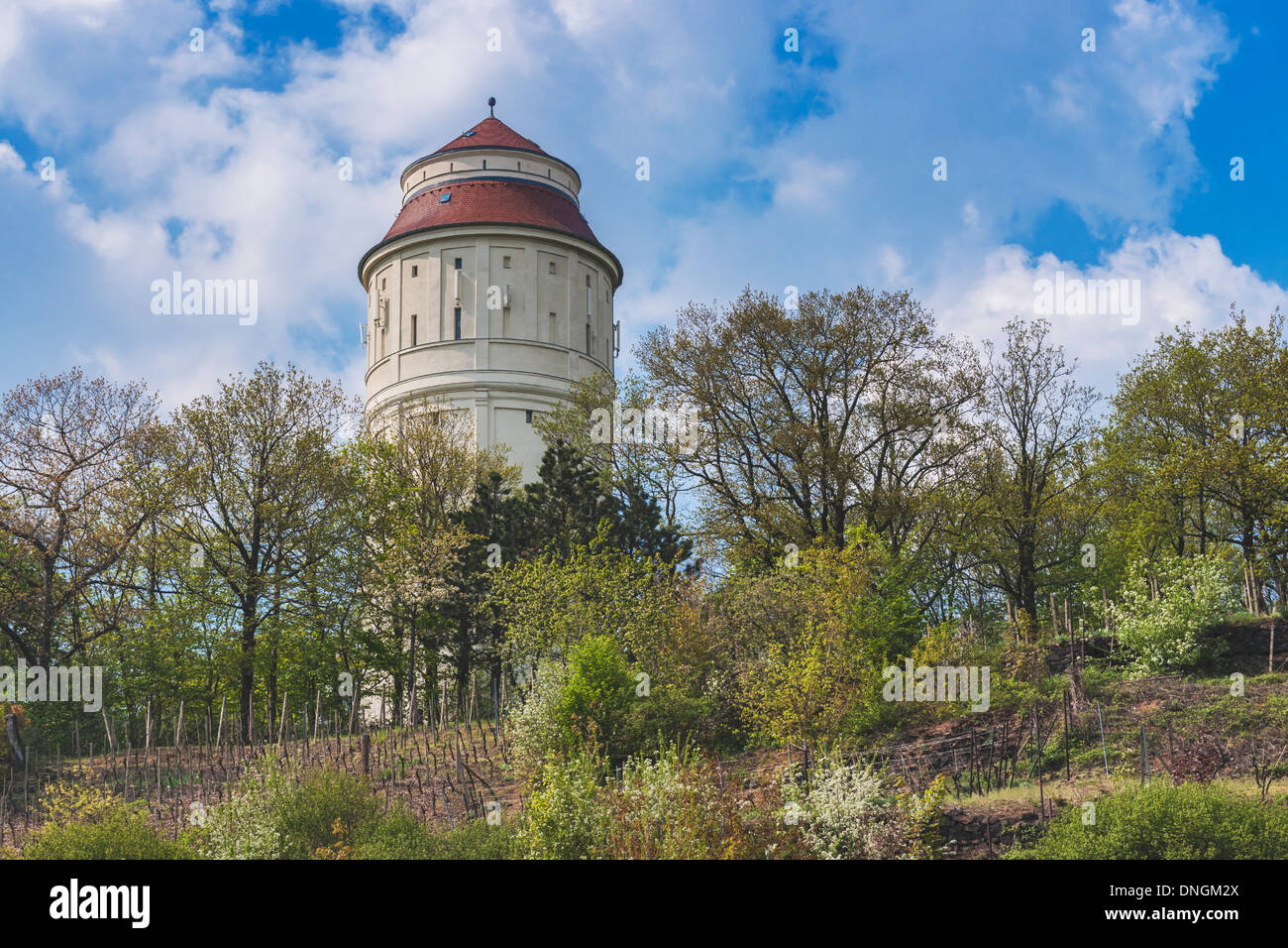 The water tower was built in 1917 and is 39 meters high, Radebeul near ...