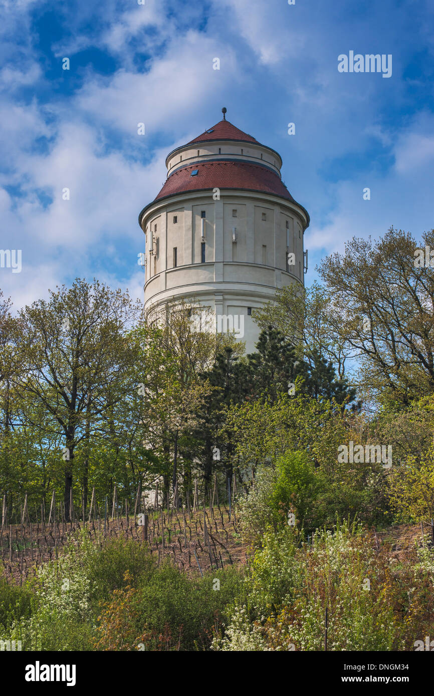 The water tower was built in 1917 and is 39 meters high, Radebeul near ...