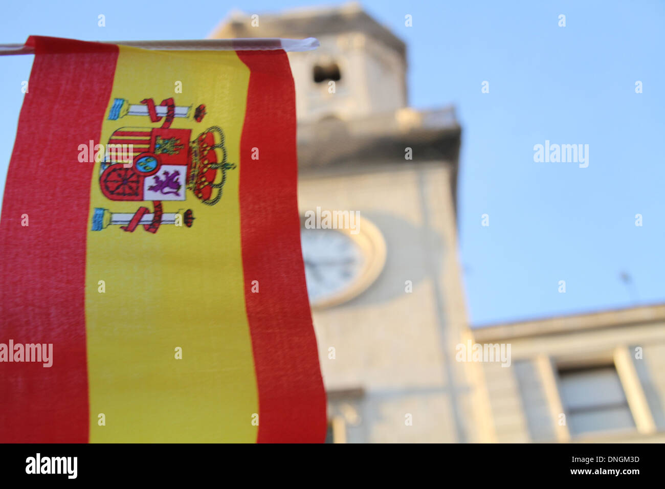 Spanish Flag Clock Background Stock Photo - Alamy