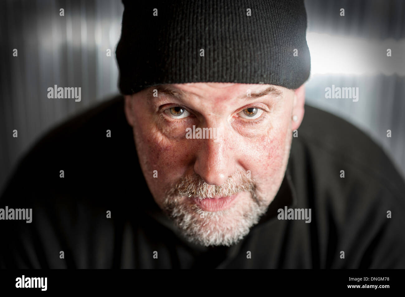 White male man cap face portrait photograph Stock Photo - Alamy