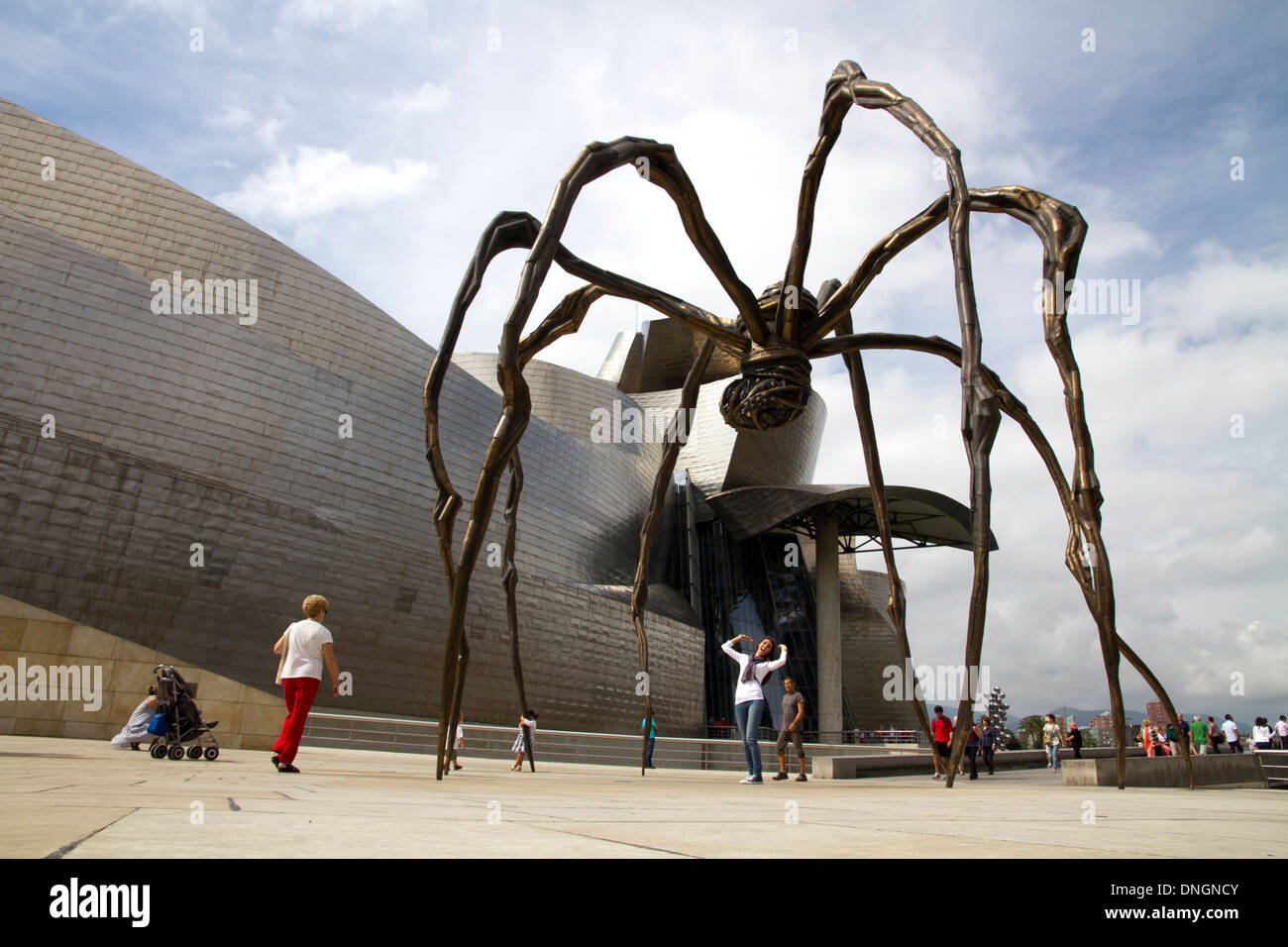People visiting modern art Bilbao province of Biscay northern Spain ...