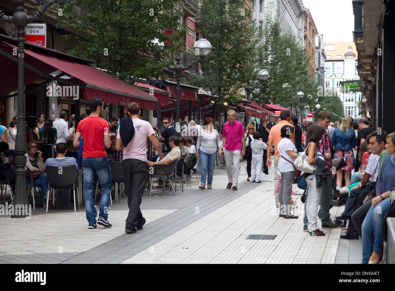 people in street Bilbao Spain bar caffe Stock Photo - Alamy