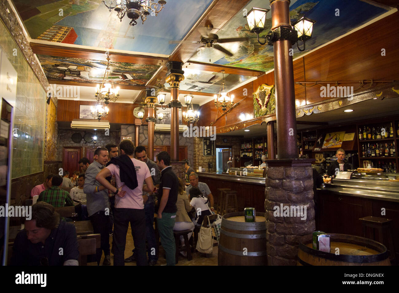 Bilbao Spain bar caffe people in street Stock Photo - Alamy