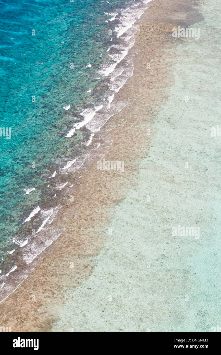 aerial view of the barrier reef of the coast of San Pedro, Belize. with ...