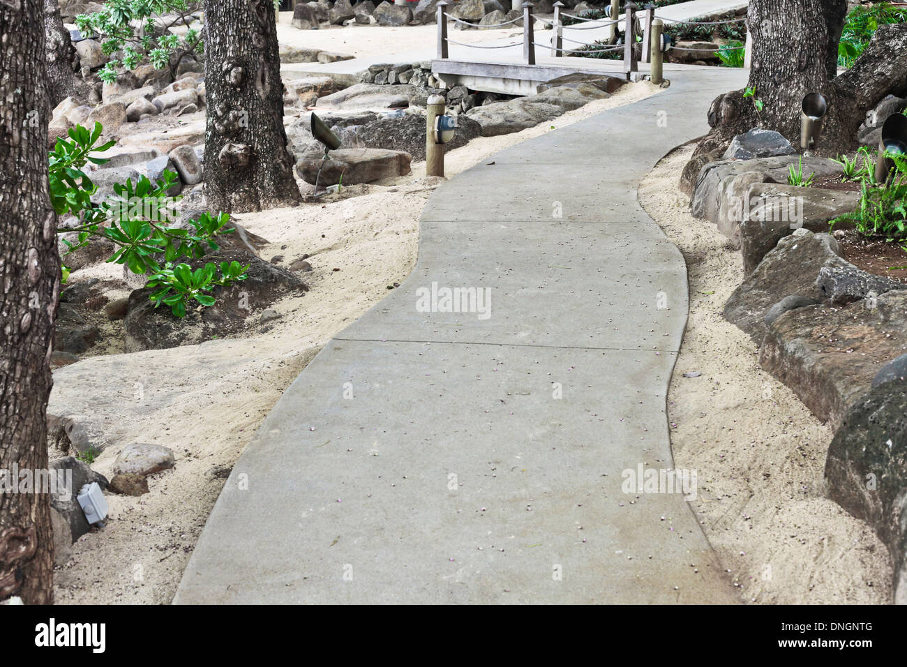 A tarmac path through a landscaped garden Stock Photo - Alamy