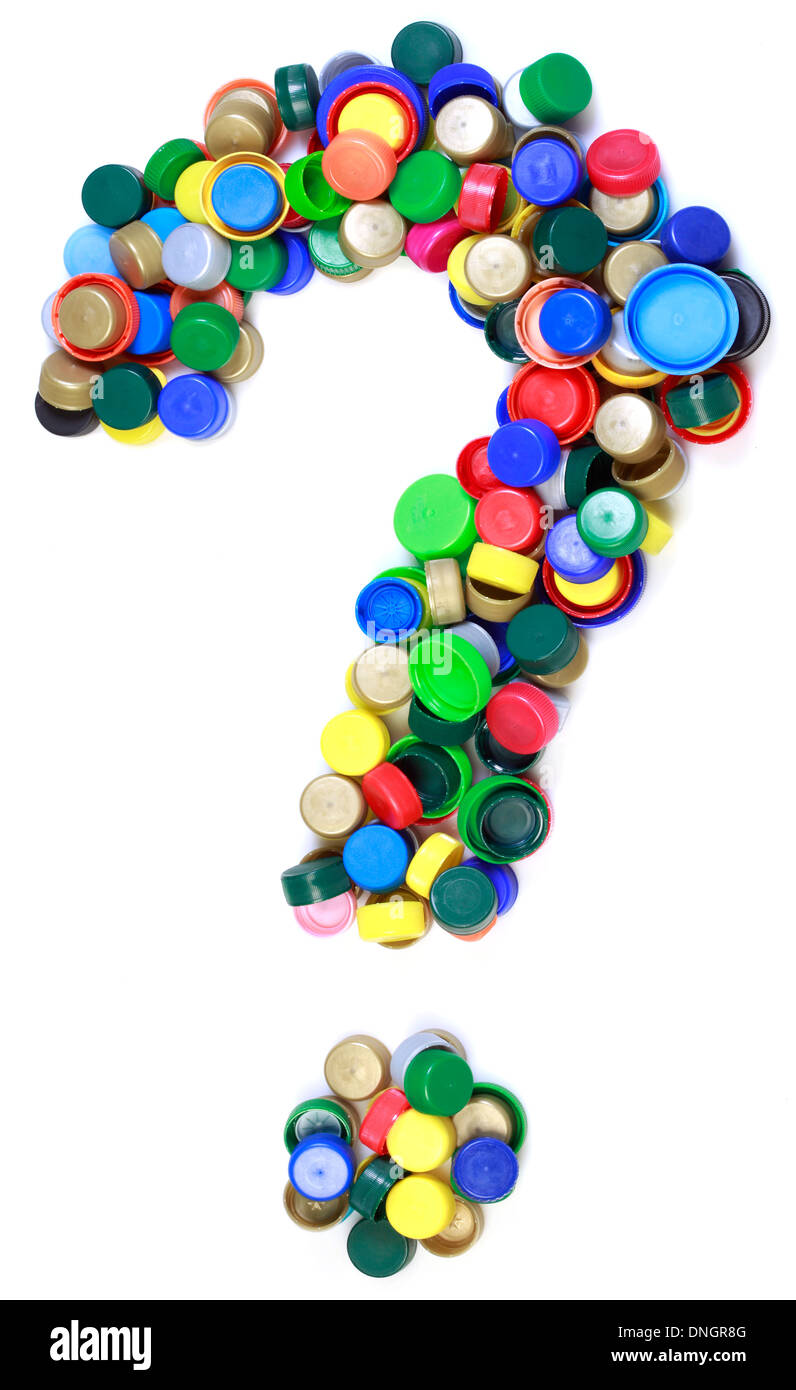 Bottle Caps Question Mark Isolated on White Background Stock Photo - Alamy