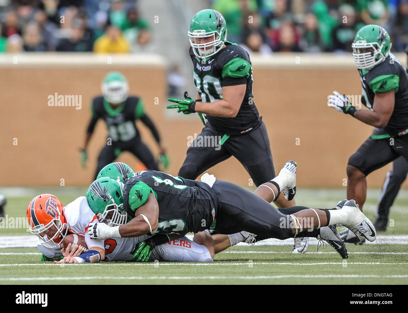 Nov. 9th, 2013:.UTEP Miners quarterback Mack Leftwich (16) is sacked by ...