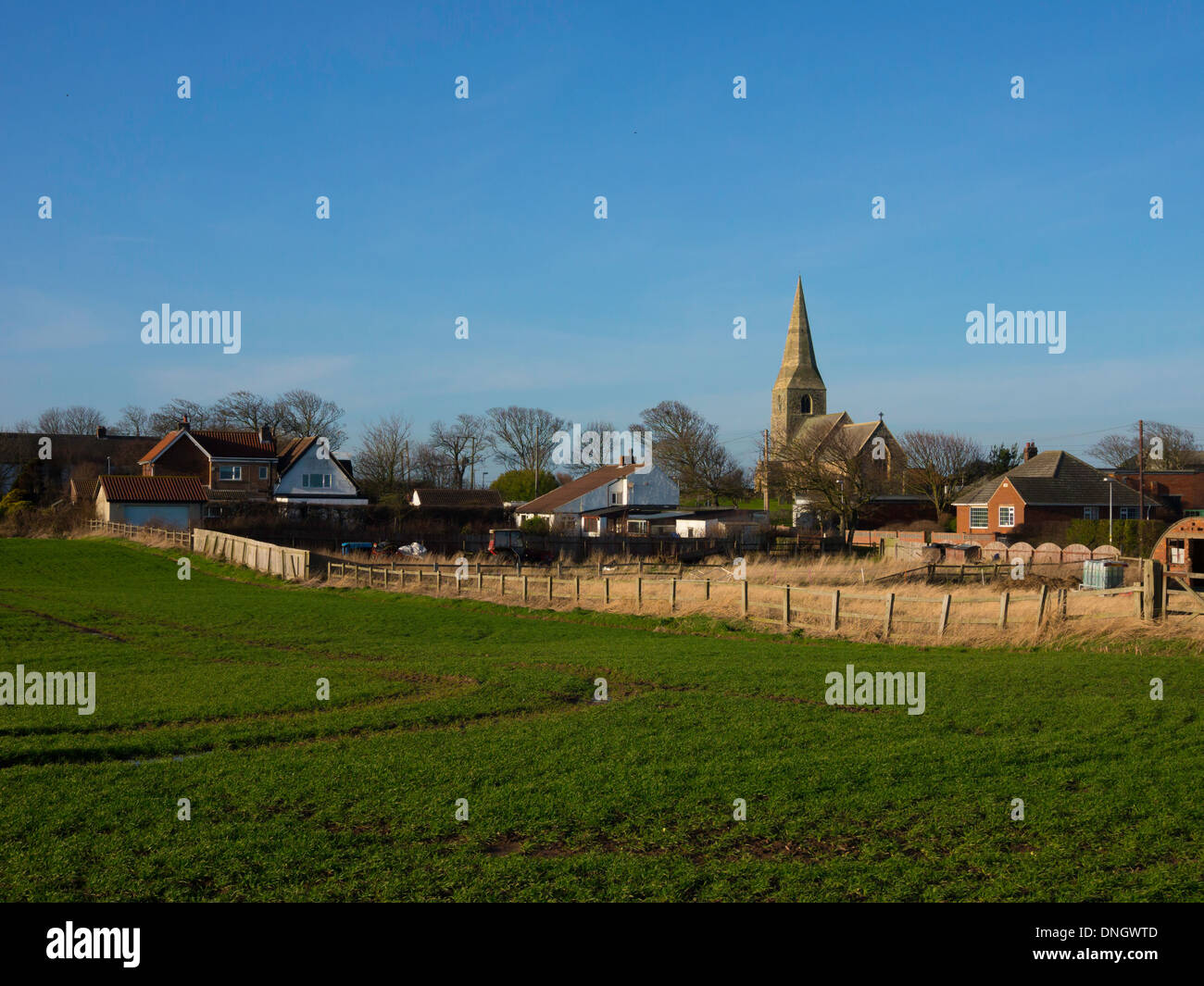 The small village of Mappleton on a cliff top near Hornsea in East ...