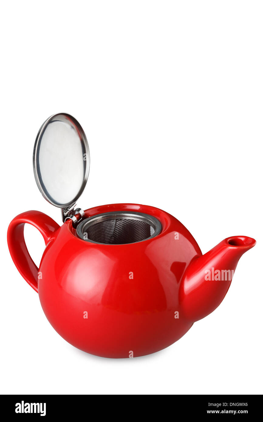 Red Teapot isolated on white with a clipping path Stock Photo - Alamy