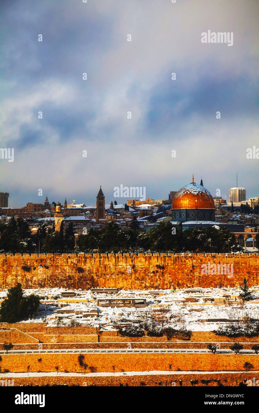 Overview of Old City in Jerusalem, Israel with The Golden Dome Mosque ...