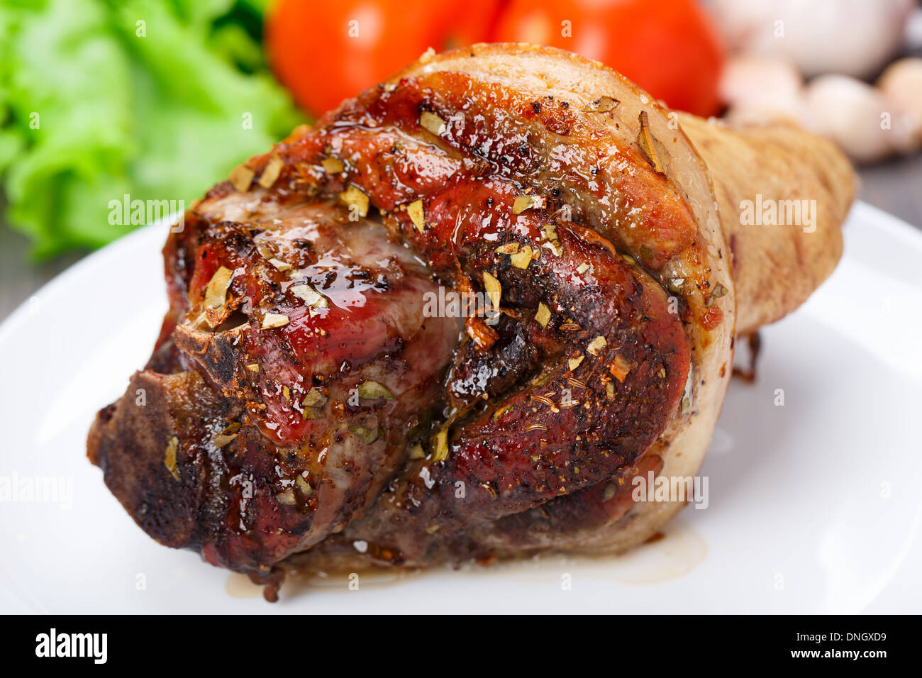 Baked pork leg Stock Photo - Alamy