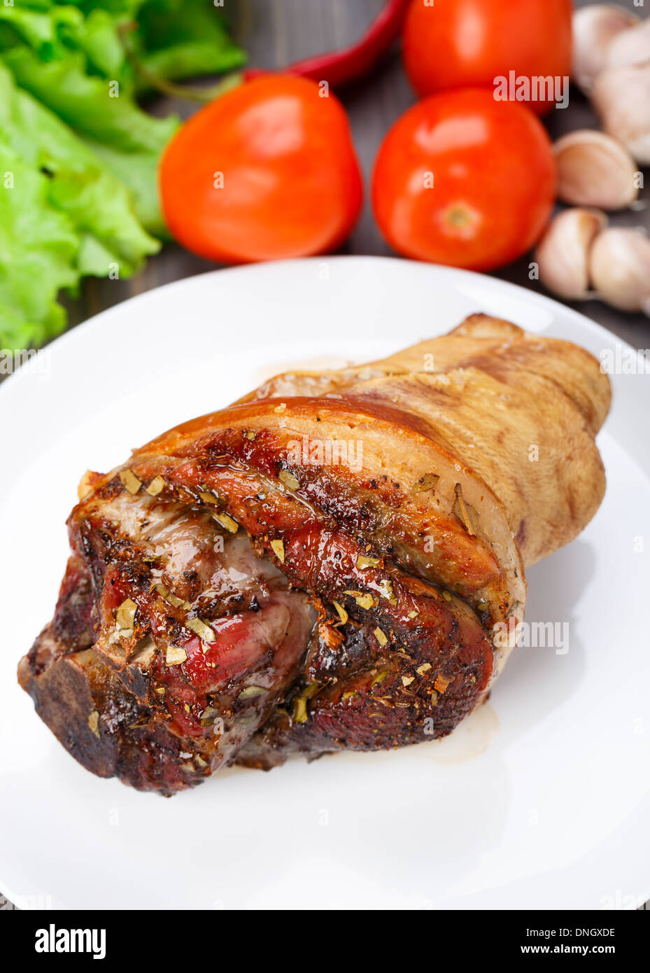 Baked pork leg Stock Photo - Alamy