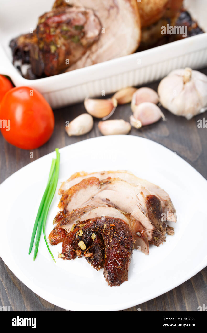 Baked pork leg Stock Photo - Alamy