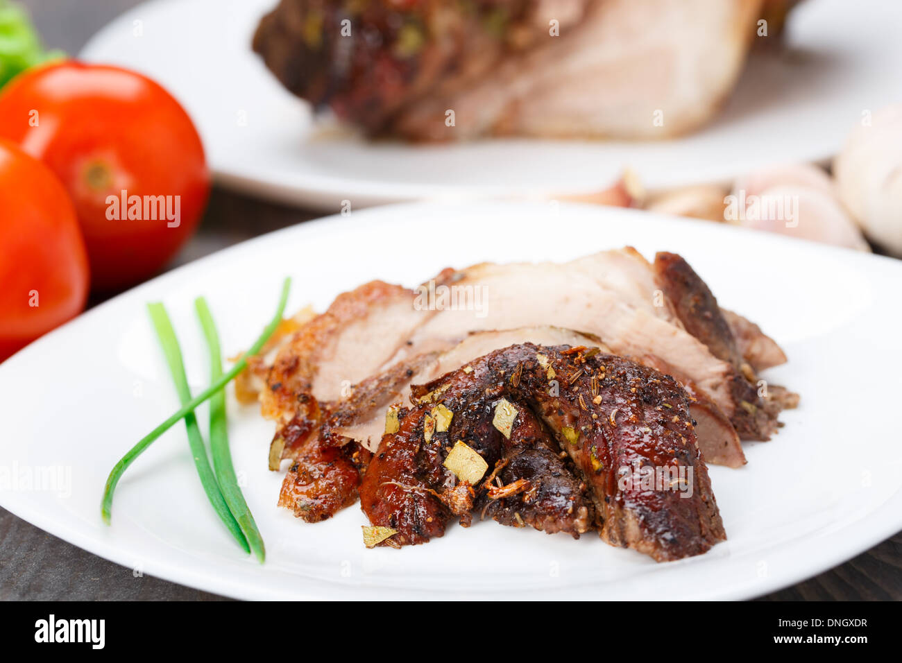 Baked pork leg Stock Photo - Alamy