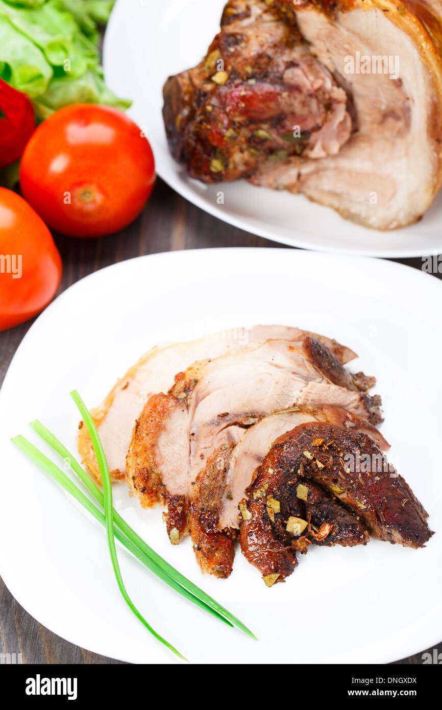 Baked pork leg Stock Photo - Alamy