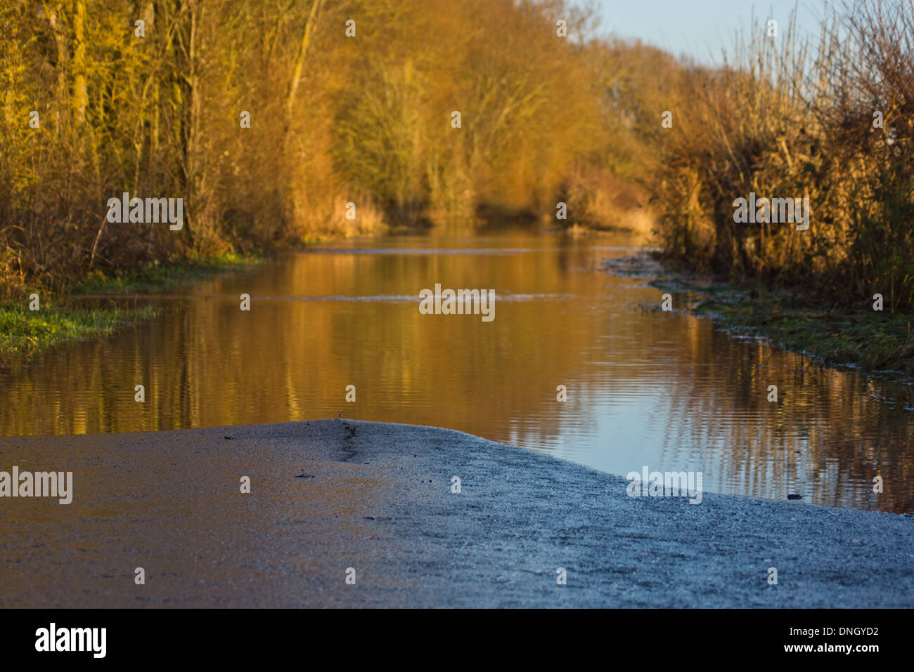Flooded country road Stock Photo - Alamy
