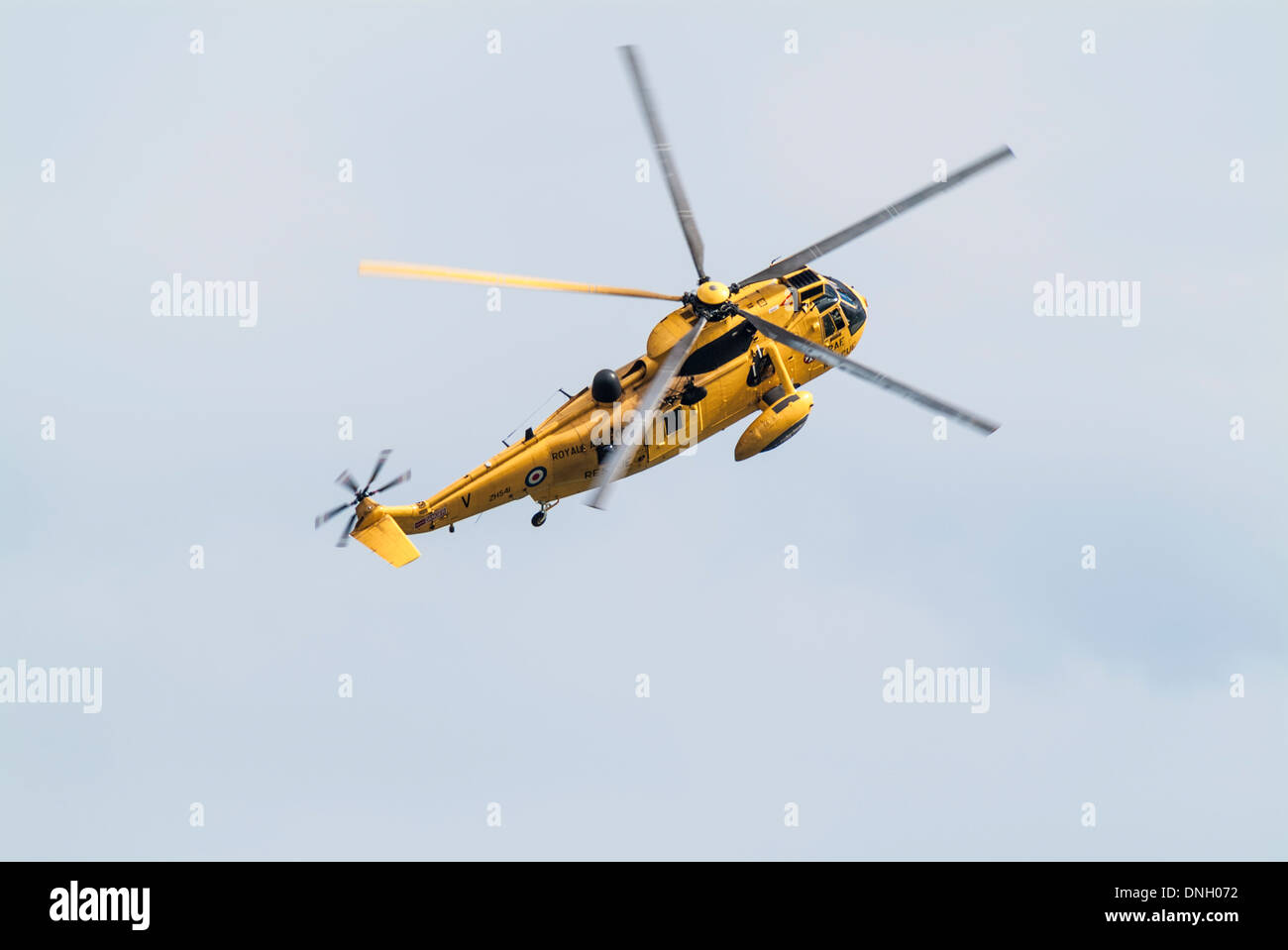 Royal Air Force Search & Rescue Seaking helicopter in a tight banking ...