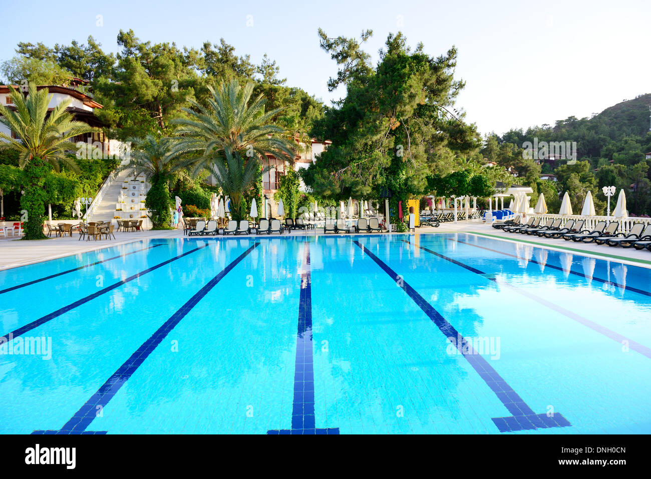 Swimming pool on Turkish resort, Fethiye, Turkey Stock Photo - Alamy