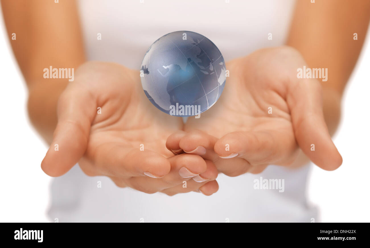 woman hands holding earth globe Stock Photo - Alamy