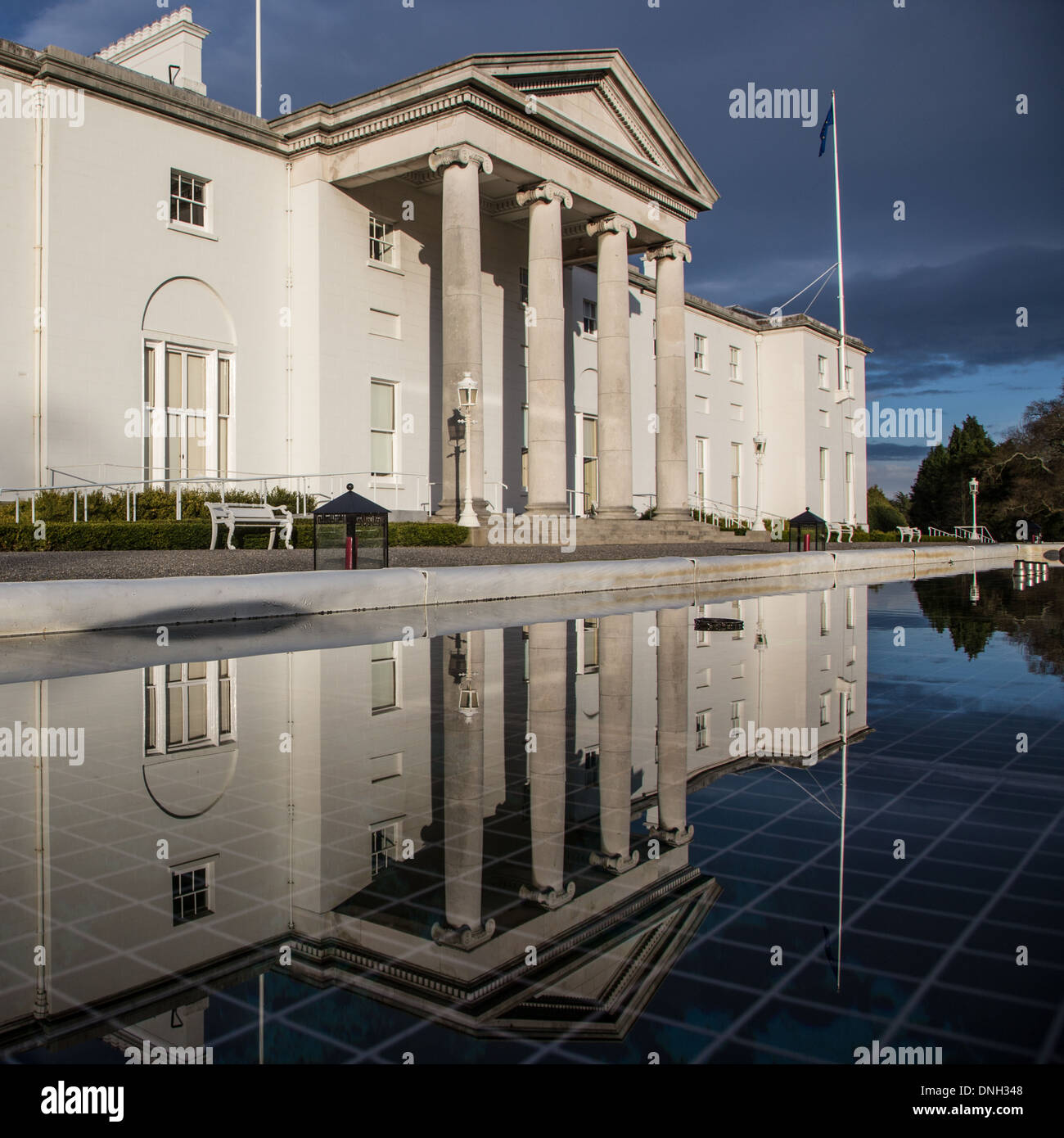 FACADE OF THE ARAS AN UACHTARAIN, OFFICIAL RESIDENCE OF THE IRISH ...