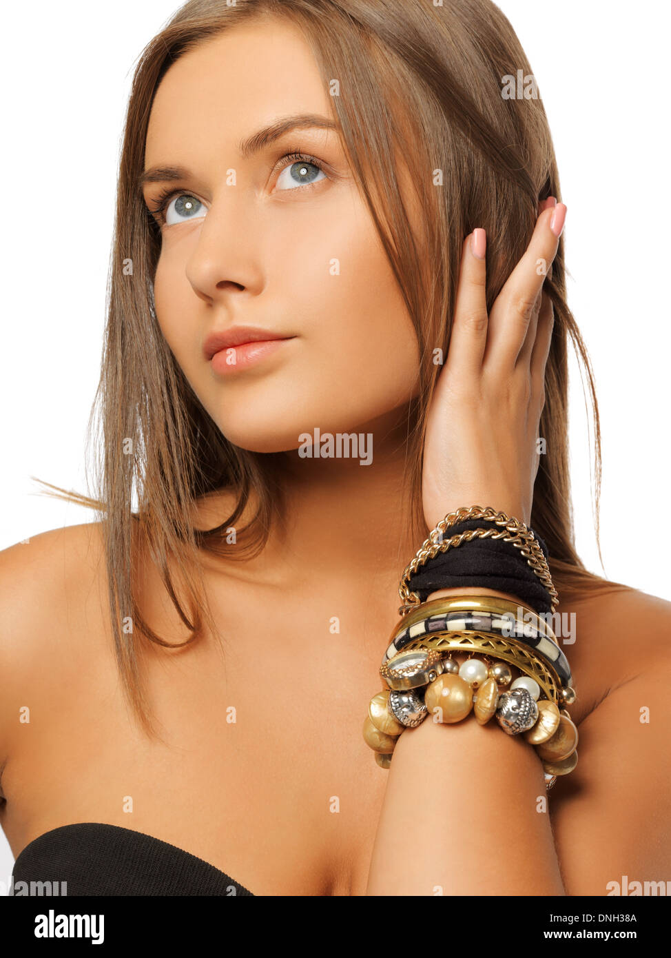 beautiful woman with bracelets Stock Photo - Alamy