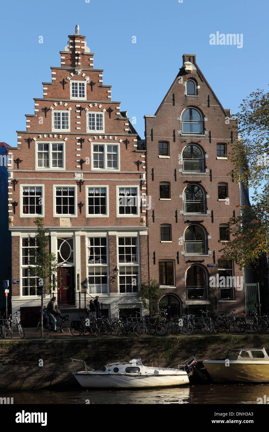 Houses with traditional brick facades in Amsterdam, Netherlands Stock ...