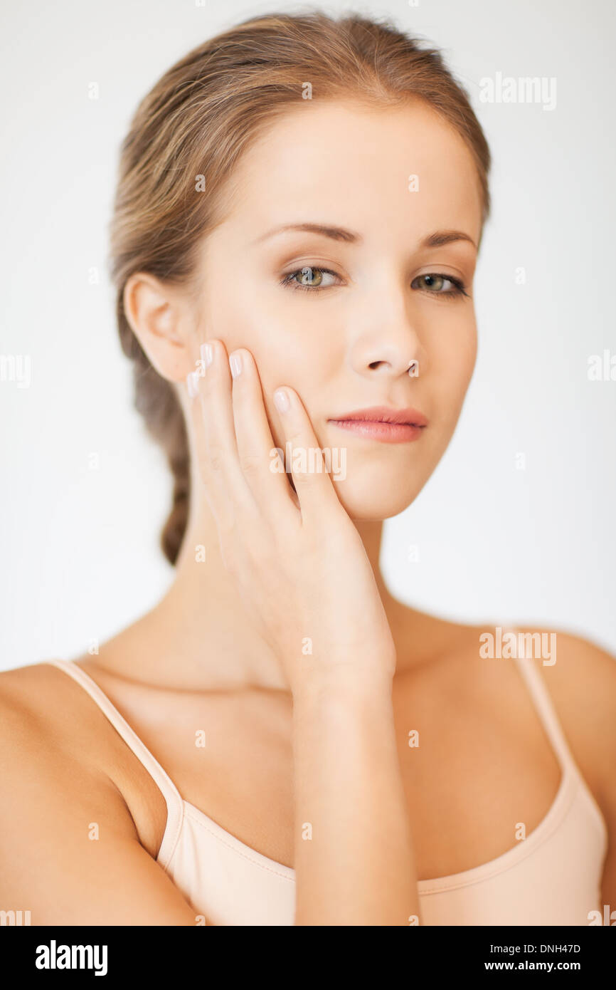face and hands of beautiful woman Stock Photo - Alamy