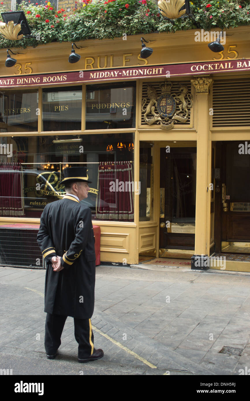Rules Restaurant. London. Restaurant porter restaurant doorman Stock ...