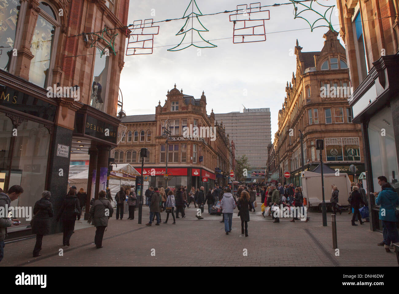 Leeds city centre high street at dusk Stock Photo - Alamy