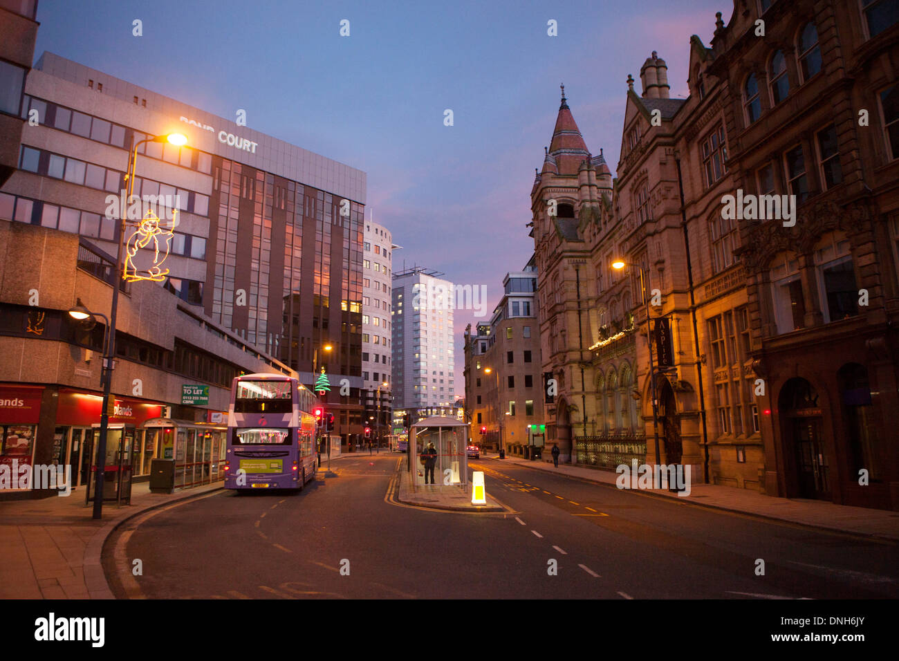 Leeds city centre high street at dusk Stock Photo - Alamy
