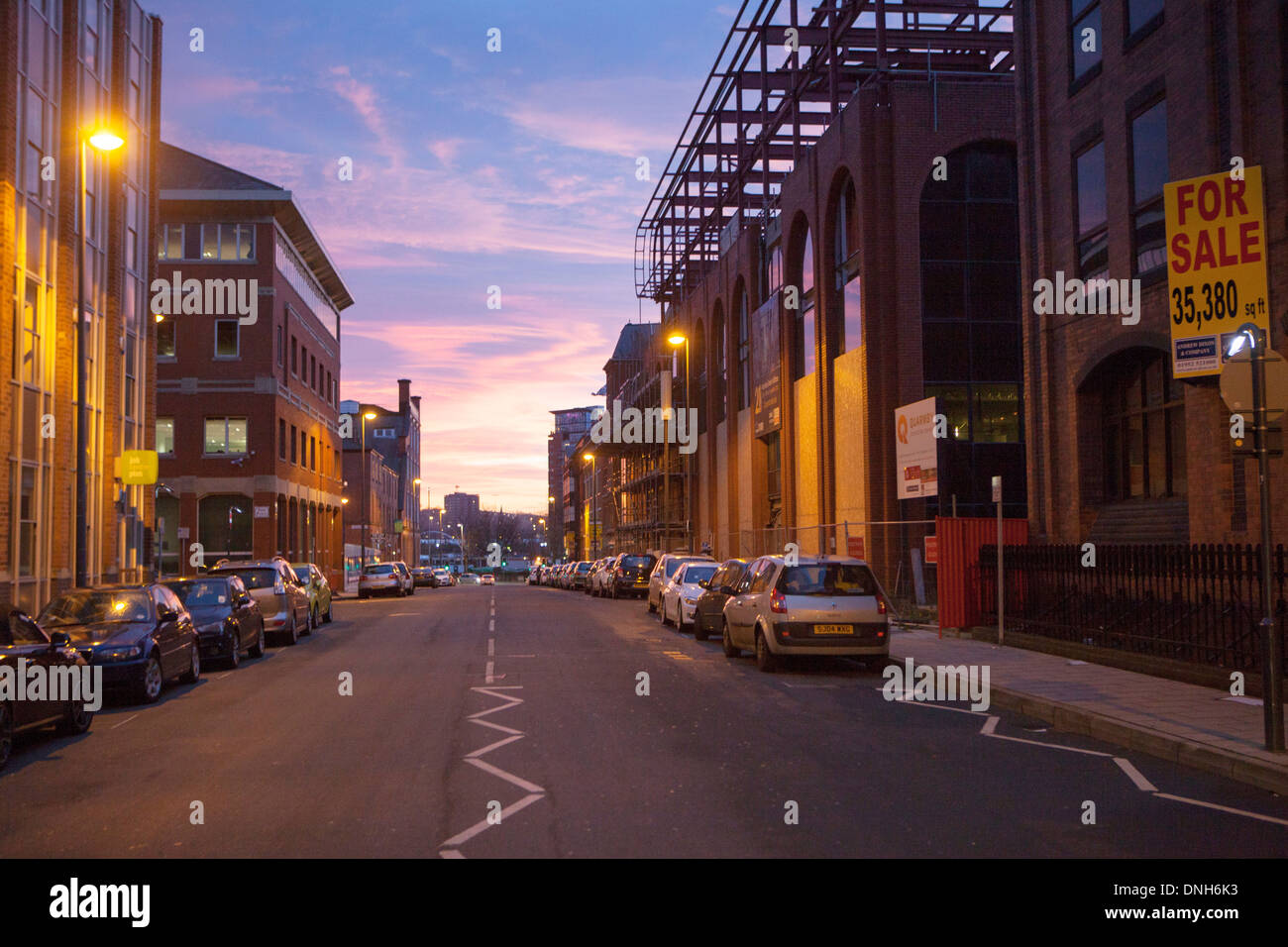 Leeds city centre high street at dusk Stock Photo - Alamy