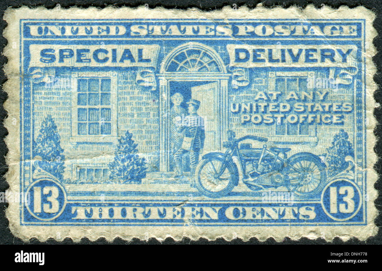 USA - CIRCA 1922: Postage stamps printed in USA, shows a postman and a ...