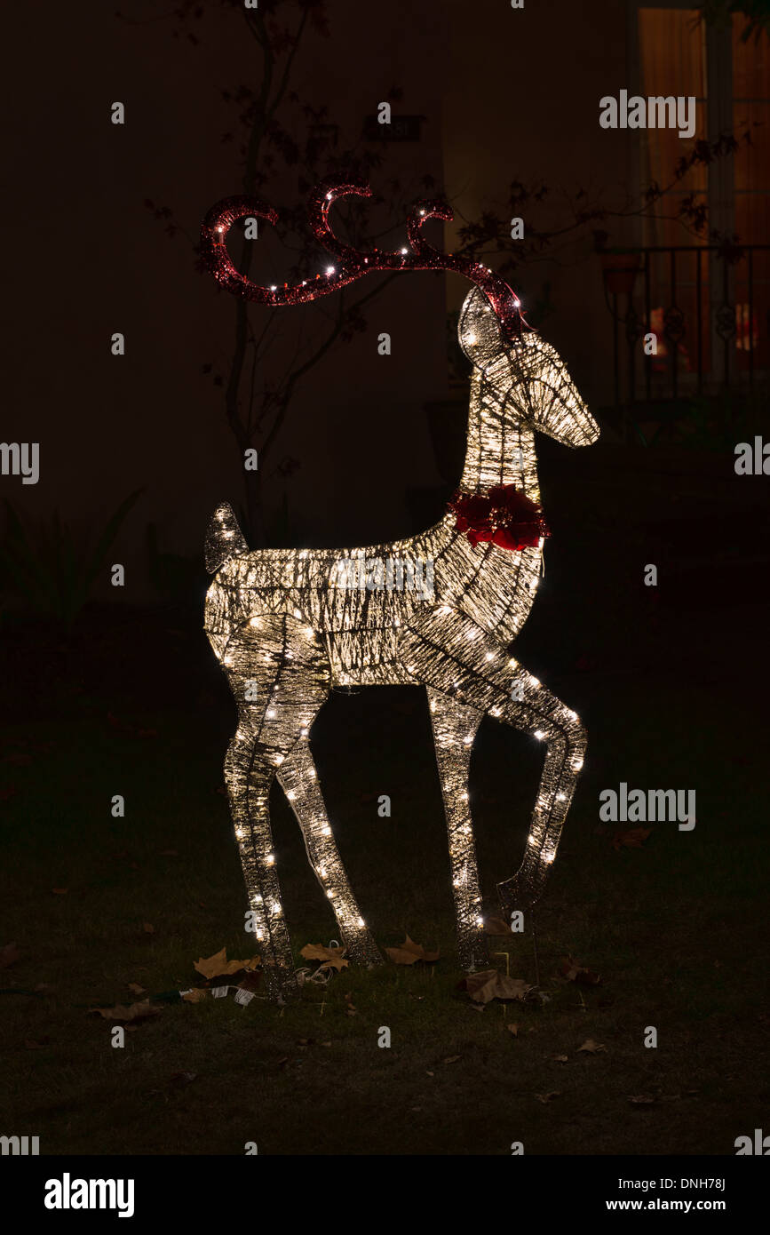 Reindeer Christmas light display Stock Photo - Alamy