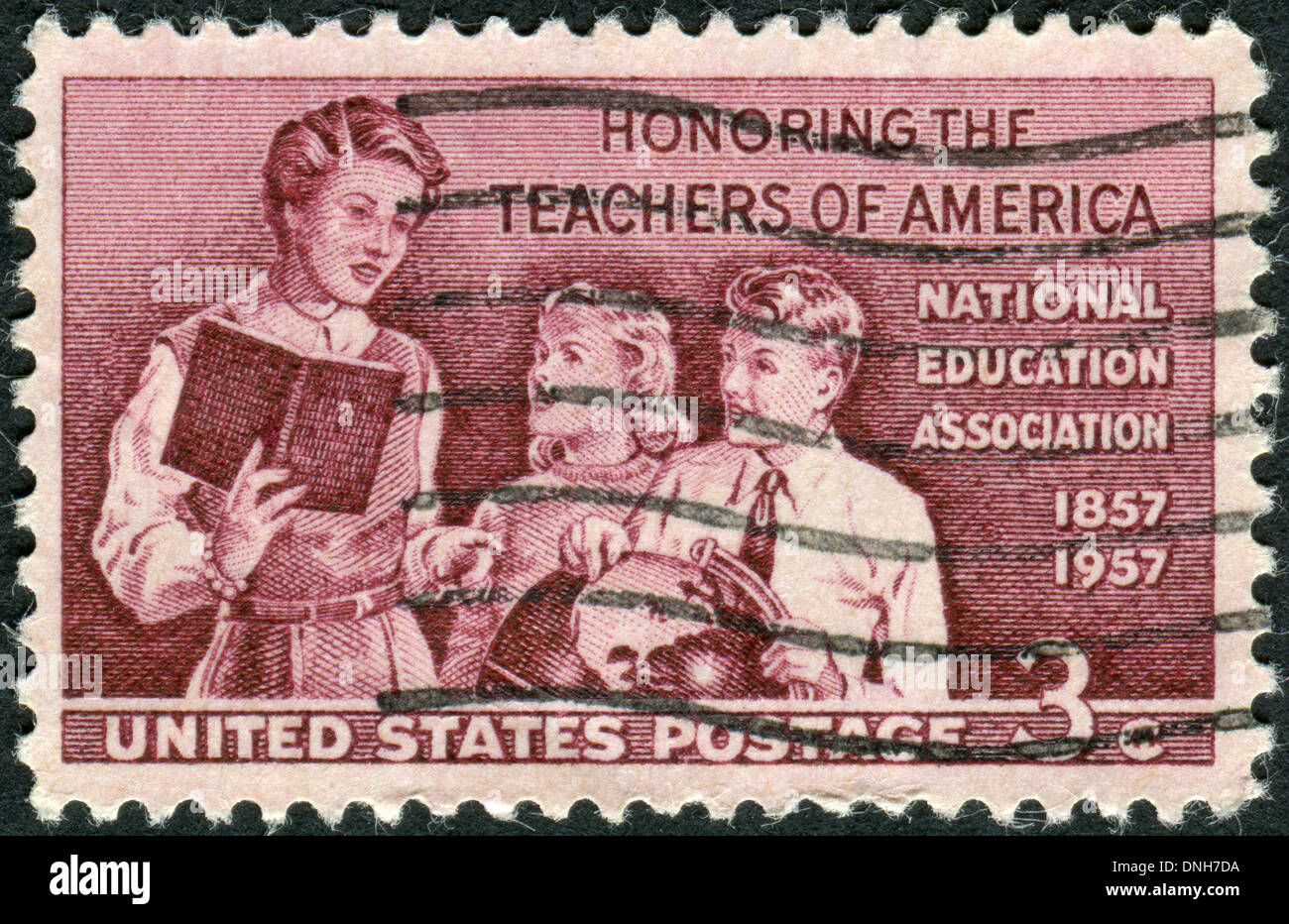 Postage stamp printed in USA, is dedicated to Honoring the school ...