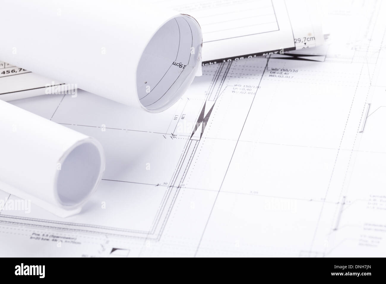 architect blueprints equipment objects workplace paper office Stock ...