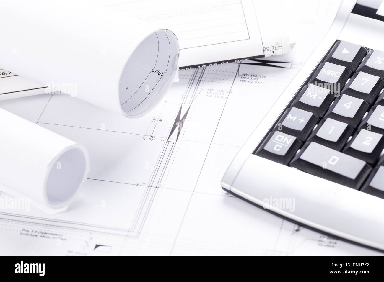 architect blueprints equipment objects workplace paper office Stock ...