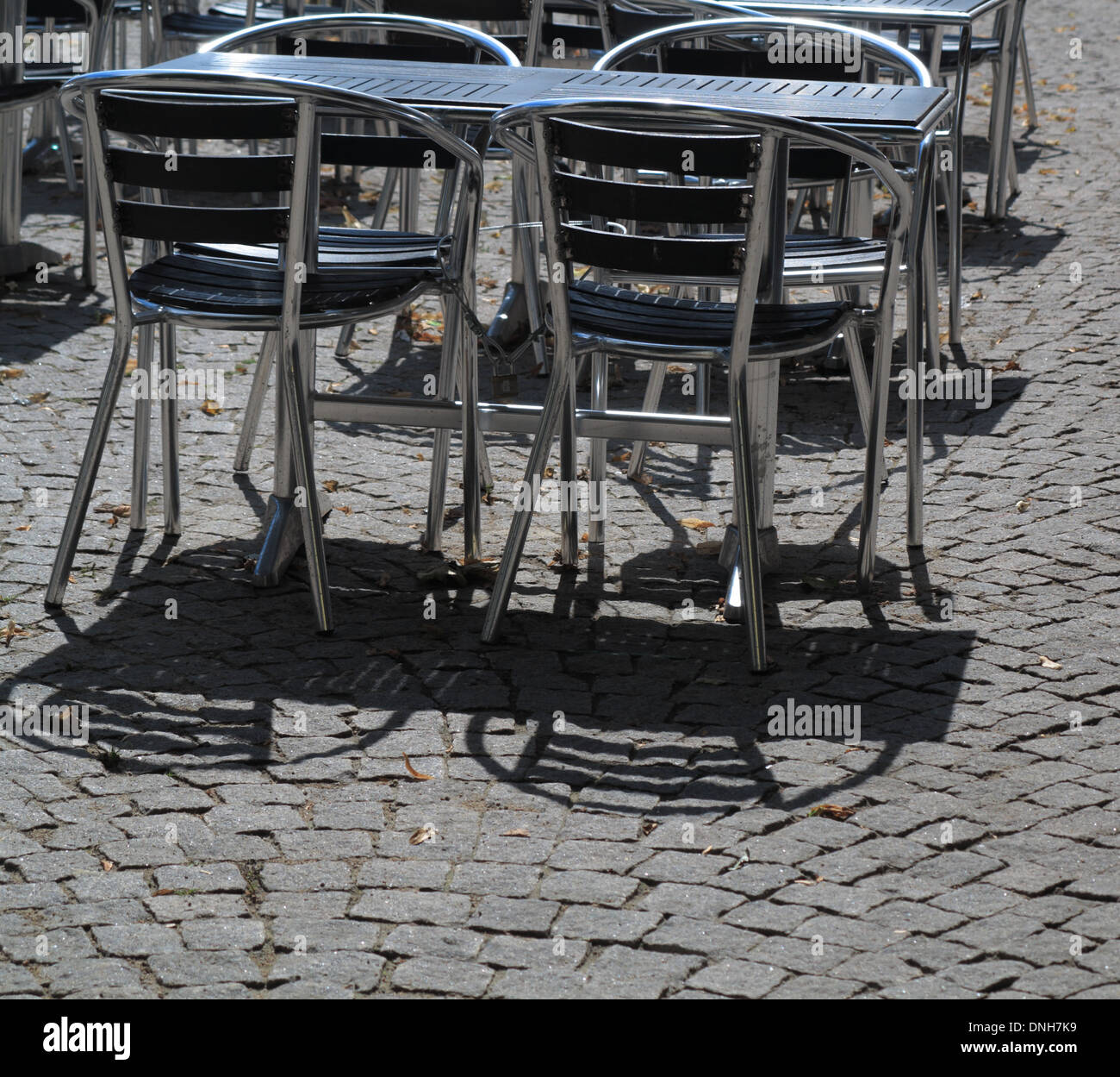 Outdoor restaurant coffee terrace open air cafe chairs with table ...