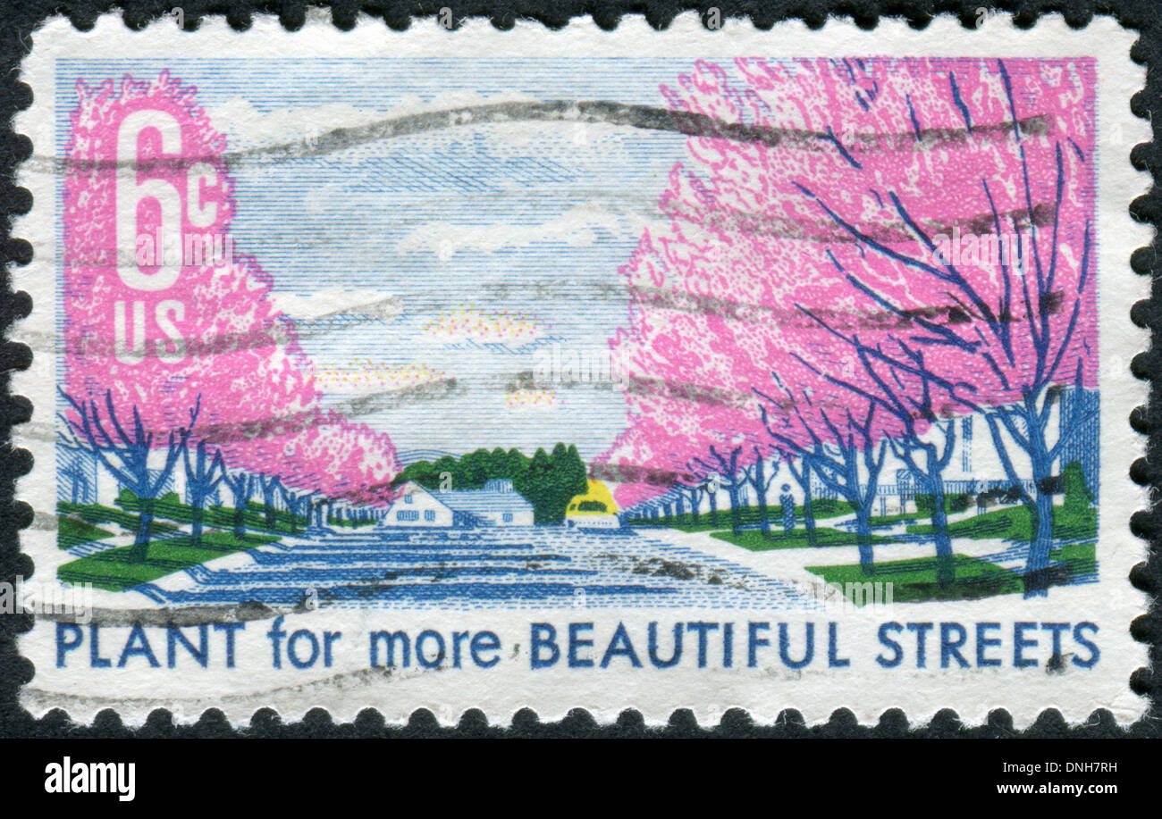 Postage stamp printed in USA, is dedicated to Natural Beauty Campaign ...