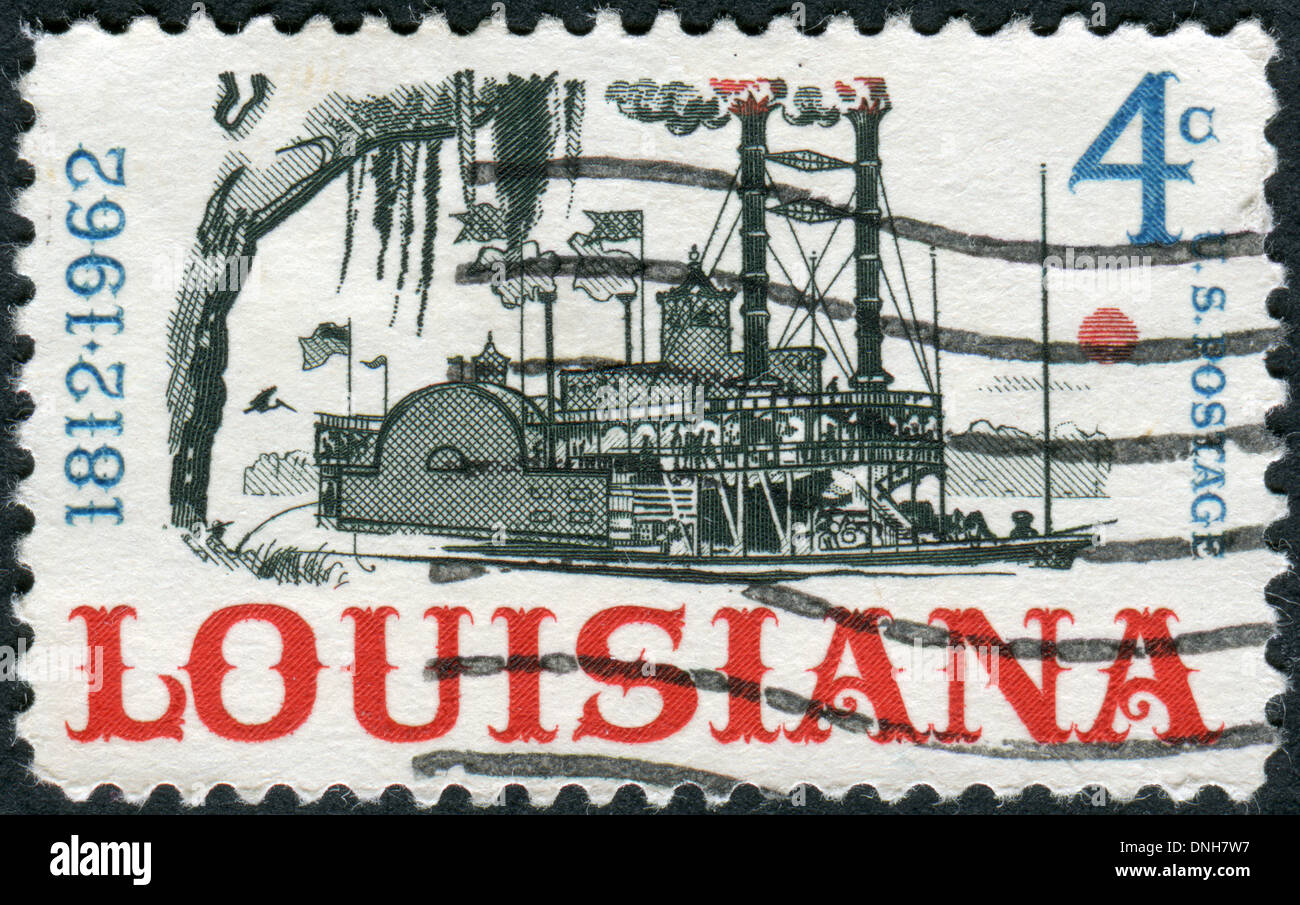 Postage stamp printed in USA, dedicated to the Louisiana Statehood ...