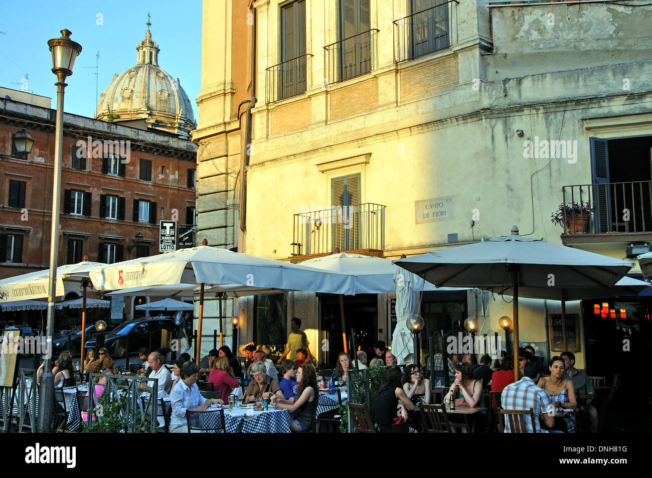 Street cafes Campo de' Fiori Italy Stock Photo - Alamy