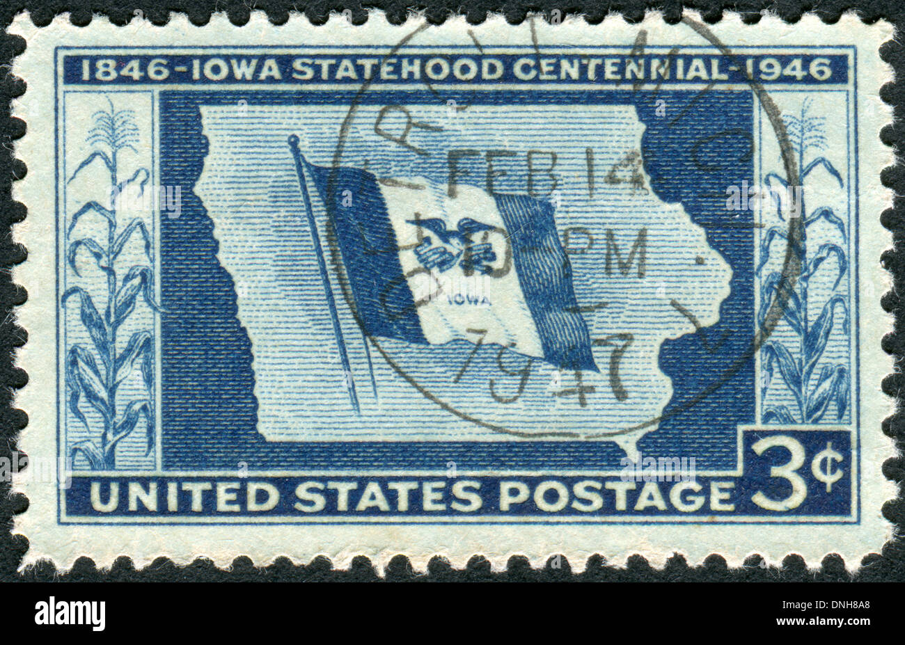 Postage stamp printed in USA, dedicated to the Iowa Statehood Centenary ...