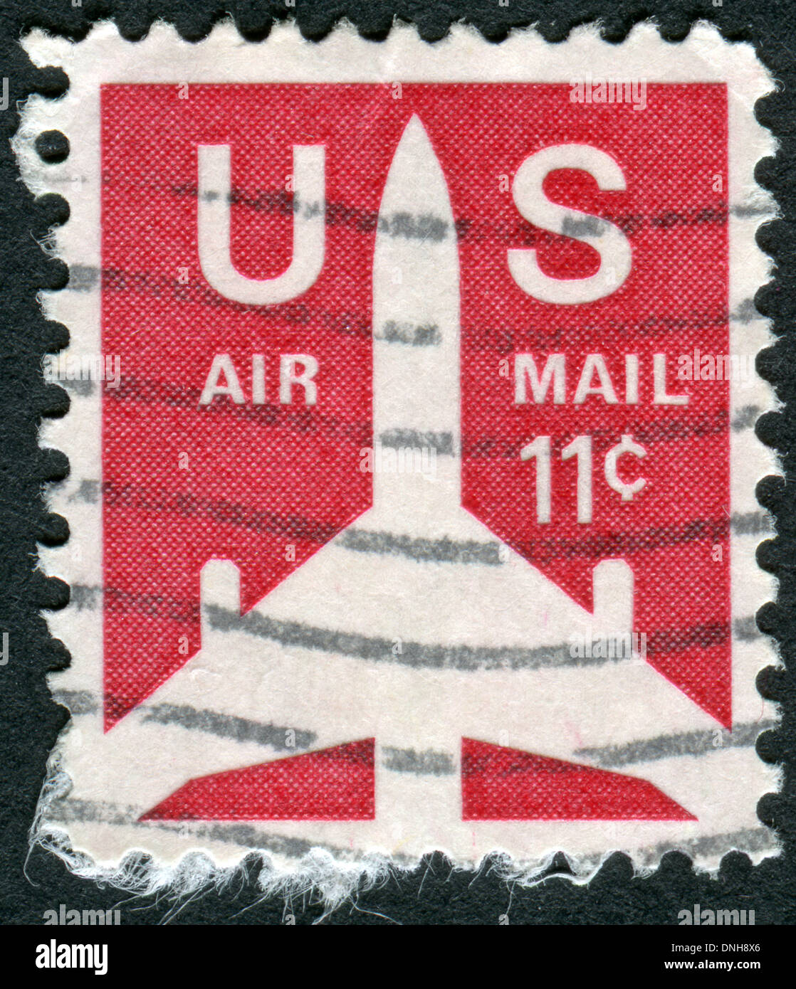 USA - CIRCA 1971: Postage stamp printed in USA, shows Silhouette of Jet ...