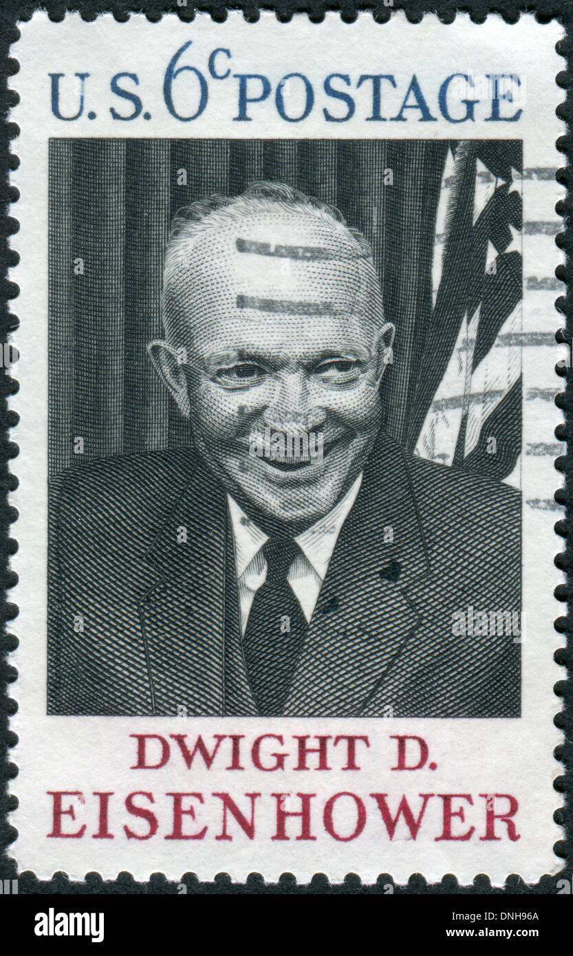 A postage stamp printed in USA, shows the 34th President of the United ...