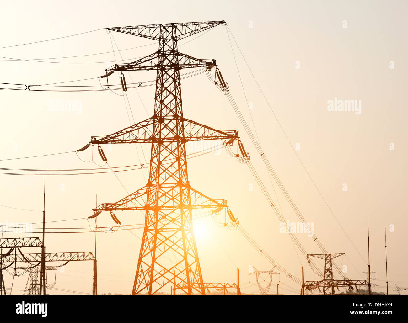 Power tower in the sky background Stock Photo - Alamy