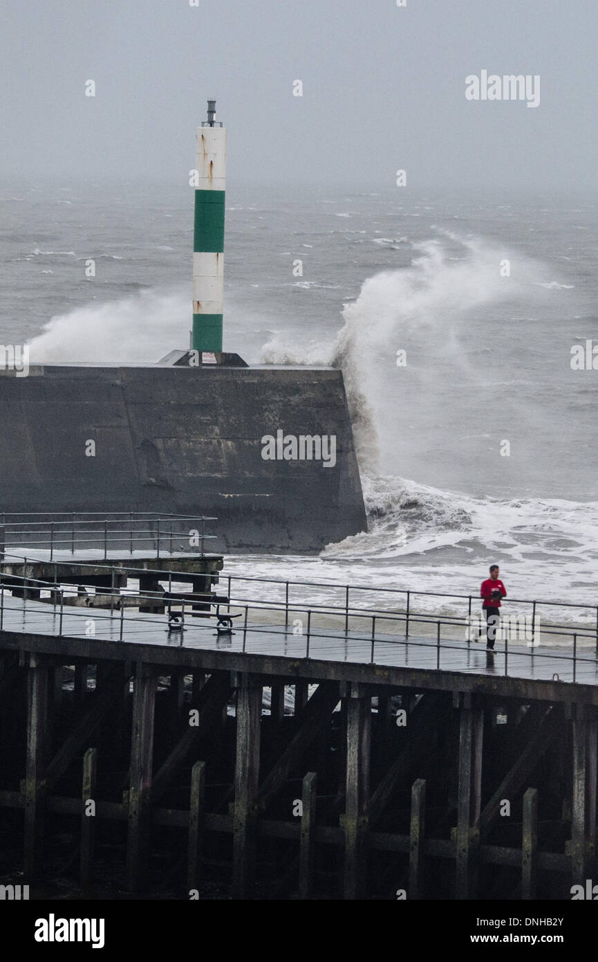Aberystwyth, Wales, UK. 30th December 2013. Severe storms and heavy ...