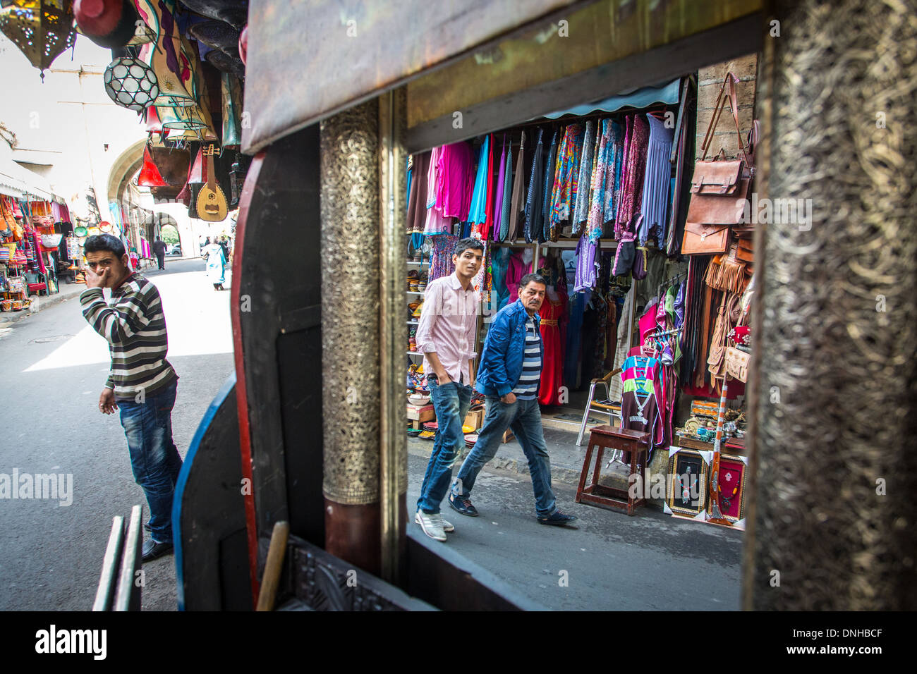SHOPS IN THE HABOUS QUARTER, THE NEW MEDINA OF CASABLANCA, MOROCCO ...