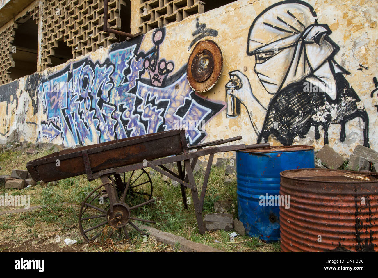 GRAFFITI ON THE WALLS OF THE FORMER SLAUGHTERHOUSE OF CASABLANCA ...
